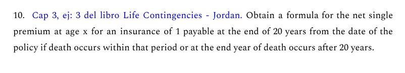 Solved Cap 3, ﻿ej: 3 ﻿del libro Life Contingencies - | Chegg.com