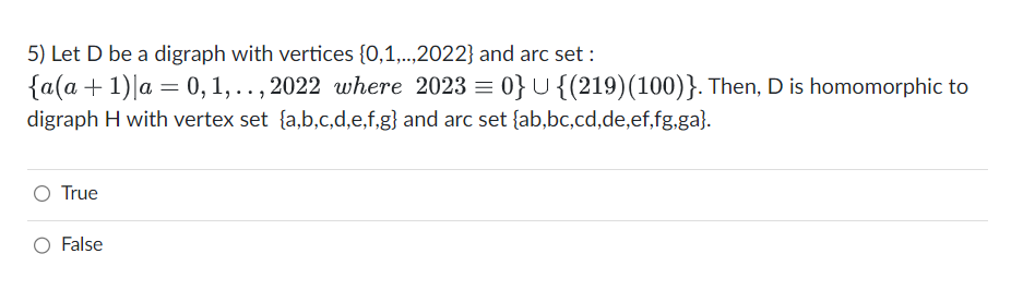 Solved 5) Let D be a digraph with vertices {0,1,…,2022} and | Chegg.com