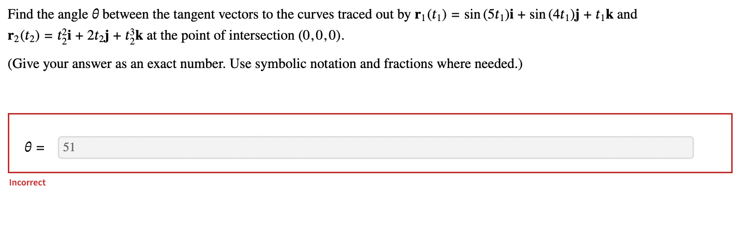 Solved Find the angle θ ﻿between the tangent vectors to the | Chegg.com