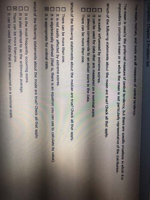 Solved Complete: Chapter 3 Problem Set The mean, median, and | Chegg.com