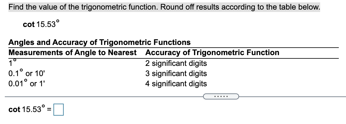 Solved Find the value of the trigonometric function. Round | Chegg.com