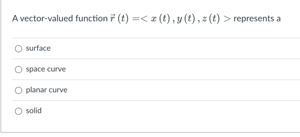 Solved A vector-valued function r(t)= represents a surface | Chegg.com