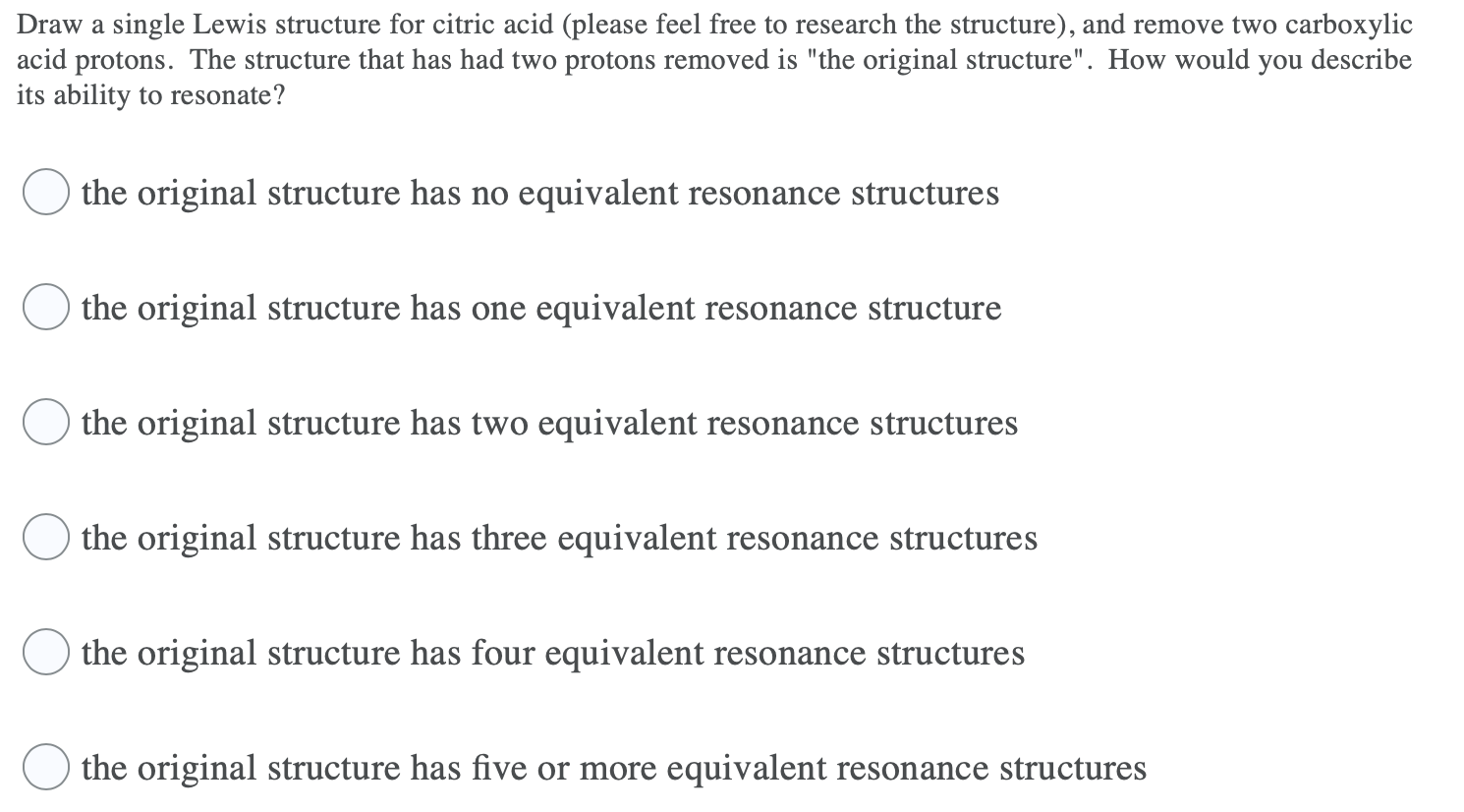 Solved Draw a single Lewis structure for citric acid (please | Chegg.com