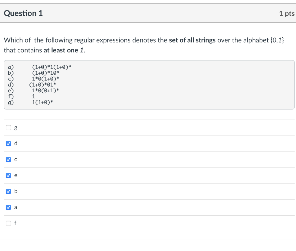 Solved Which of the following regular expressions denotes | Chegg.com