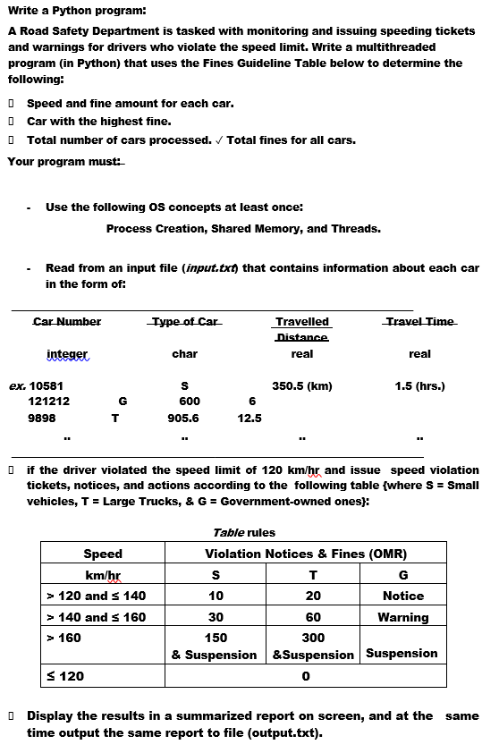 Solved Write a Python program: A Road Safety Department is | Chegg.com