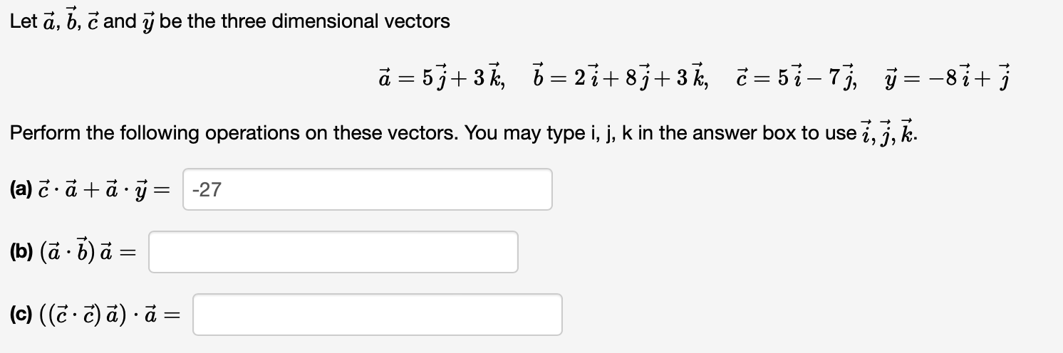 Solved Let a,b,c and y be the three dimensional vectors | Chegg.com