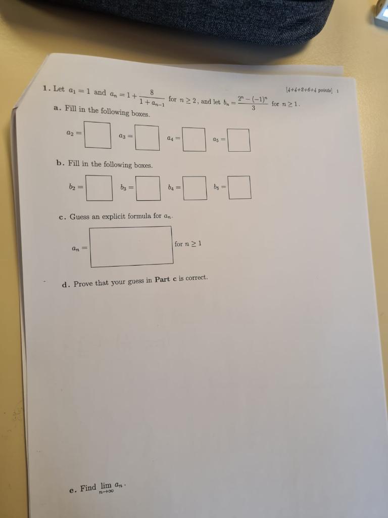 Solved 1. Let ai = 1 and n=1+ 8 14+4+2+6+4 points) 1 +0n-1 | Chegg.com Solved 1. Let ai = 1 and n=1+ 8 14+4+2+6+4 points) 1 +0n-1 | Chegg.com