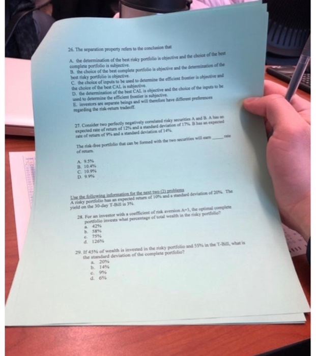 Solved 26. The separation property refers to the conclasion | Chegg.com