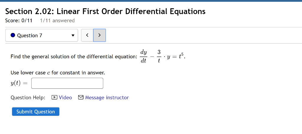 Solved Section 2.02: Linear First Order Differential | Chegg.com
