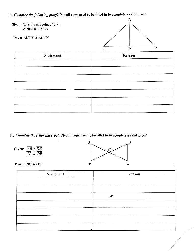 Solved 14. Complete the following proof. Not all rows need | Chegg.com