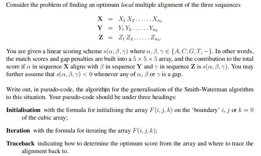 Solved Consider the problem of finding an optimum local | Chegg.com