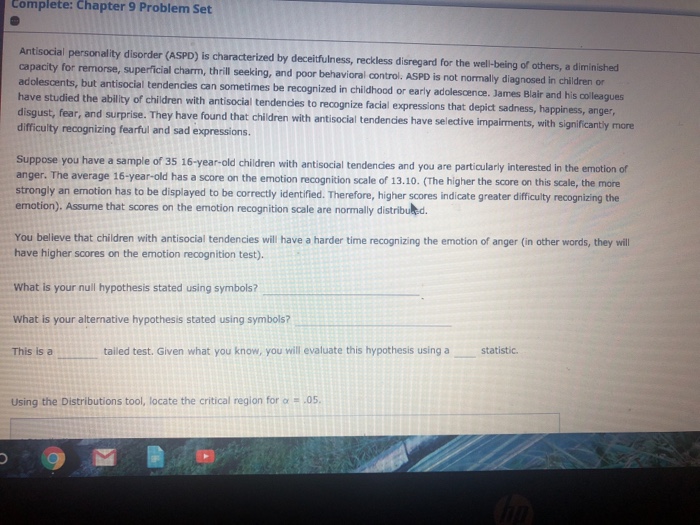 Solved Complete: Chapter 9 Problem Set Antisocial | Chegg.com