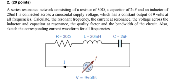 Solved A series resonance network consisting of a resistor | Chegg.com