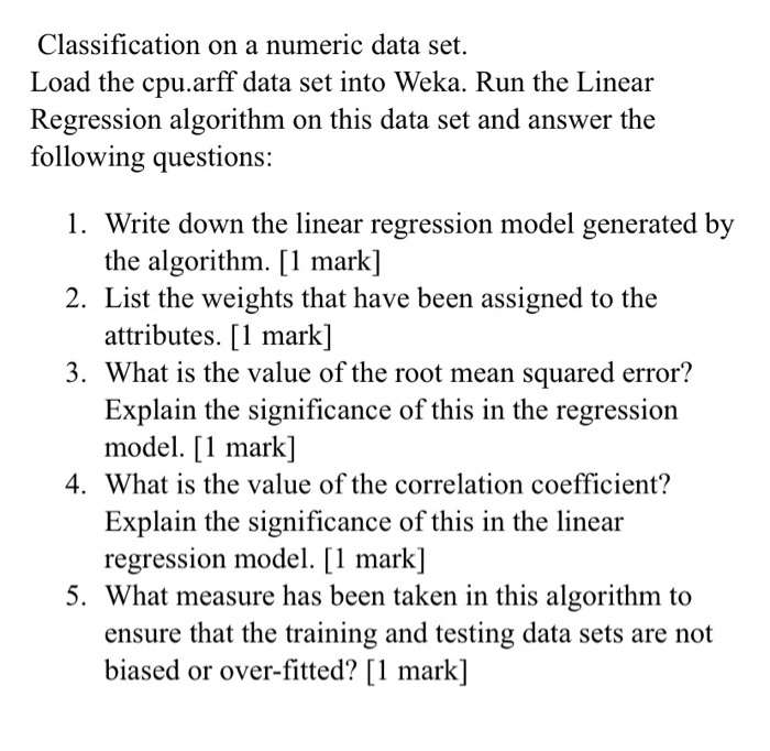 Solved Classification on a numeric data set. Load the | Chegg.com