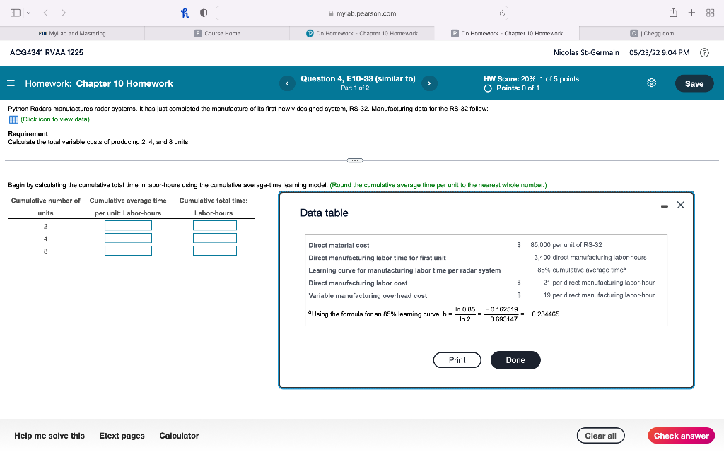 Solved h 0 ACG4341 RVAA 1225 mylab.pearson.com FIU MyLab | Chegg.com