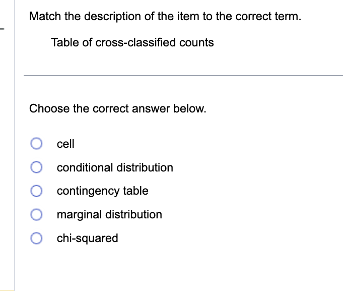 Solved Match the description of the item to the correct | Chegg.com