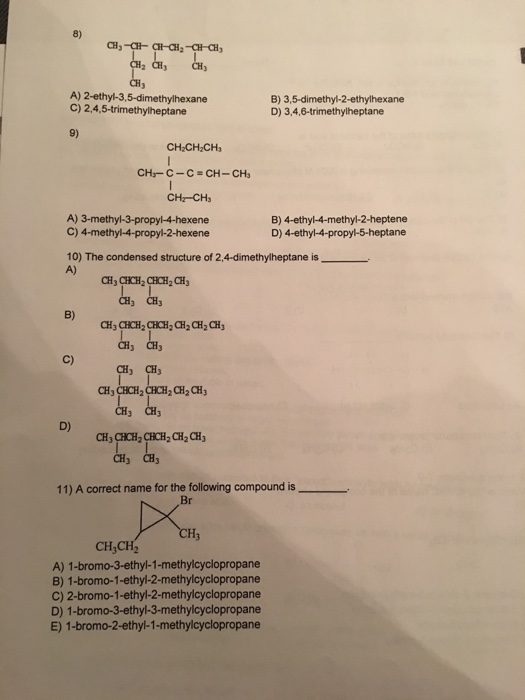 Solved The condensed structure of 2, 4-dimethylheptane | Chegg.com