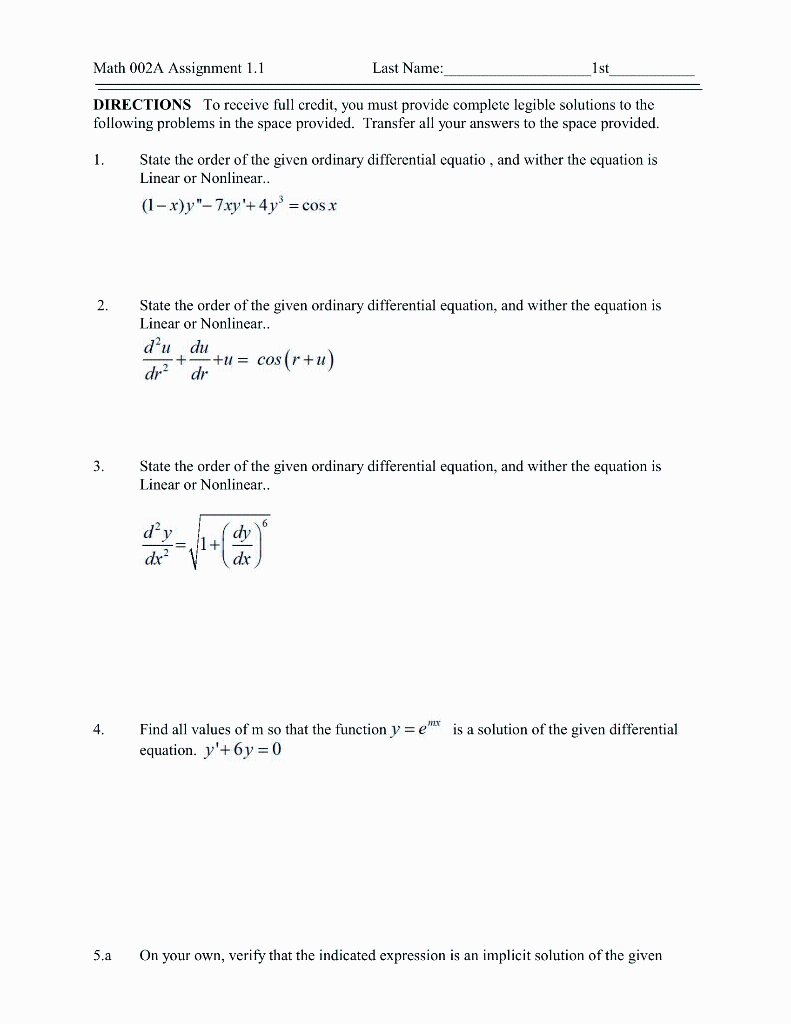 Solved DIRECTIONS To receive full credit, you must provide | Chegg.com