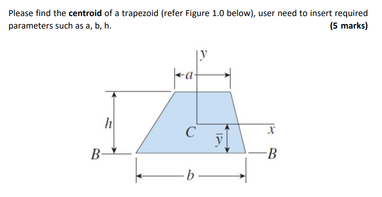 Solved Please find the centroid of a trapezoid (refer Figure | Chegg.com
