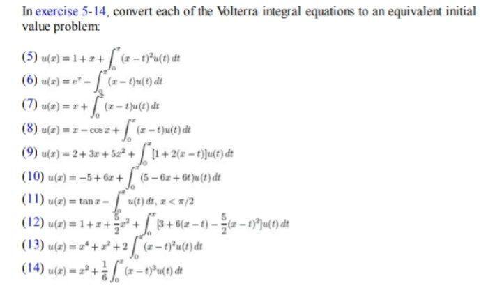 Solved Jo In exercise 5-14, convert each of the Volterra | Chegg.com