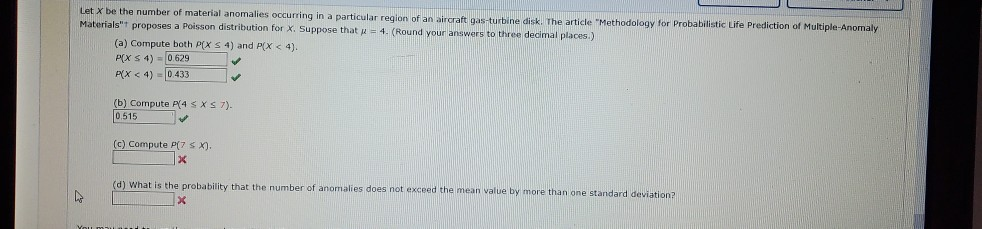 Solved Let X be the number of material anomalies occurring | Chegg.com