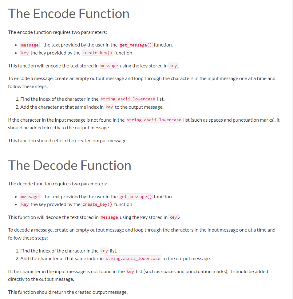 Solved The Encode Function The encode function requires two | Chegg.com