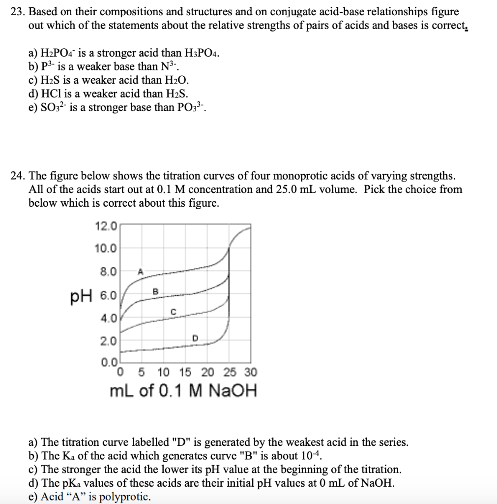 Solved 23. Based on their compositions and structures and on | Chegg.com