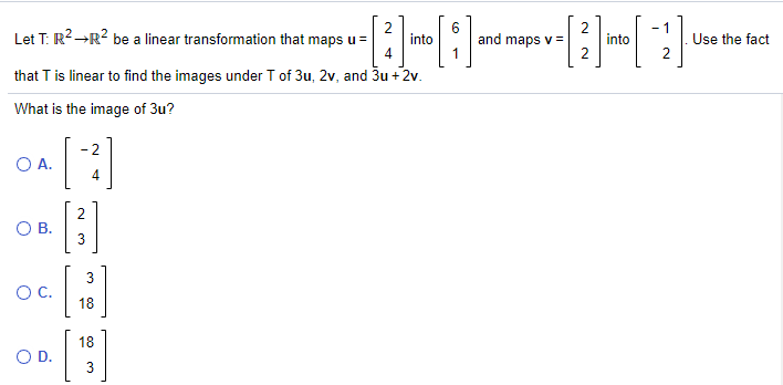 Solved Let T: R2-R2 be a linear transformation that maps u = | Chegg.com