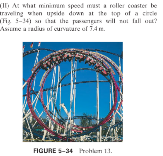 Solved (II) ﻿At what minimum speed must a roller coaster | Chegg.com