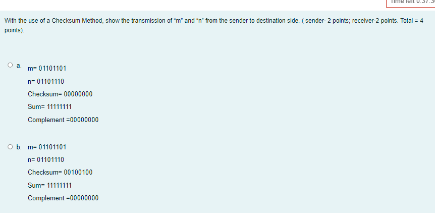 Solved With the use of a Checksum Method, show the | Chegg.com