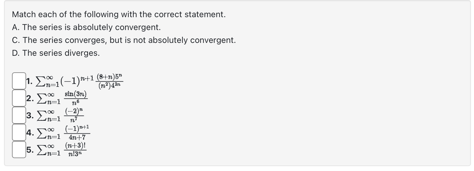 Solved Match each of the following with the correct | Chegg.com