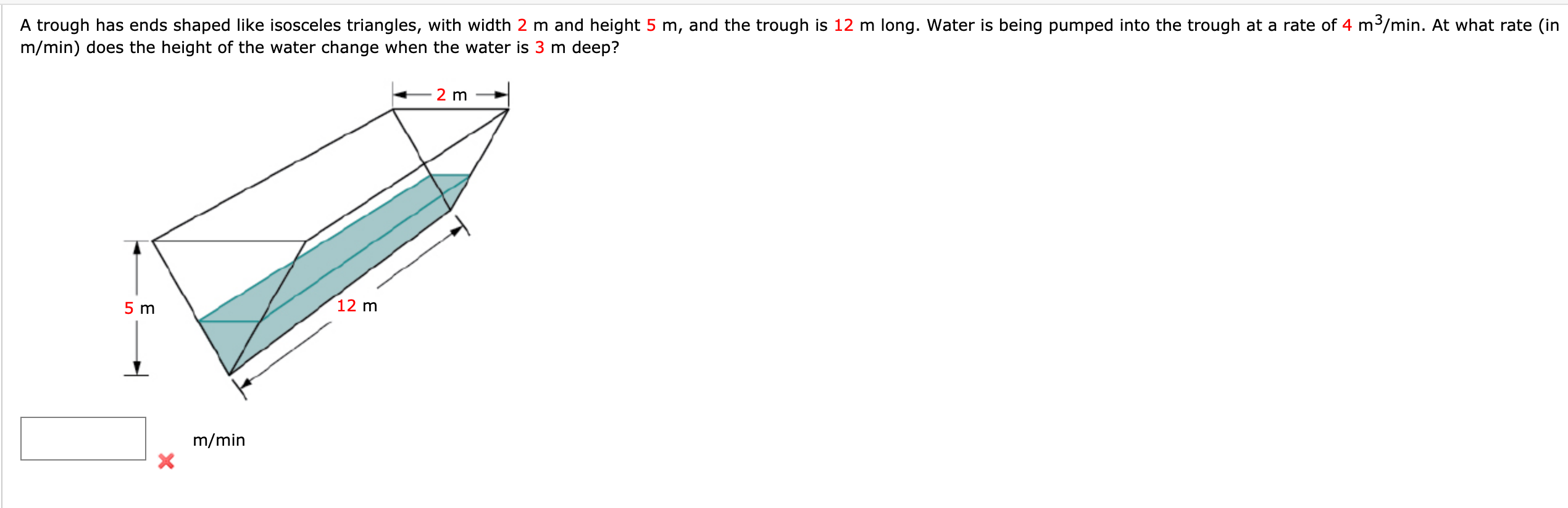 Solved A trough has ends shaped like isosceles triangles, | Chegg.com