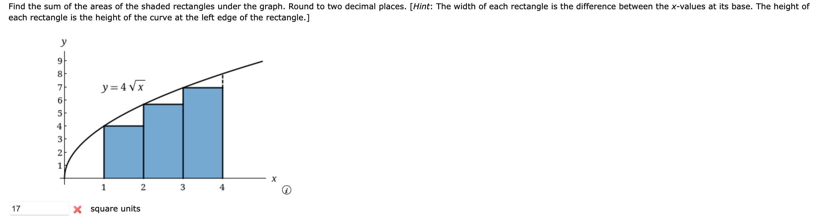 Solved Find the sum of the areas of the shaded rectangles | Chegg.com