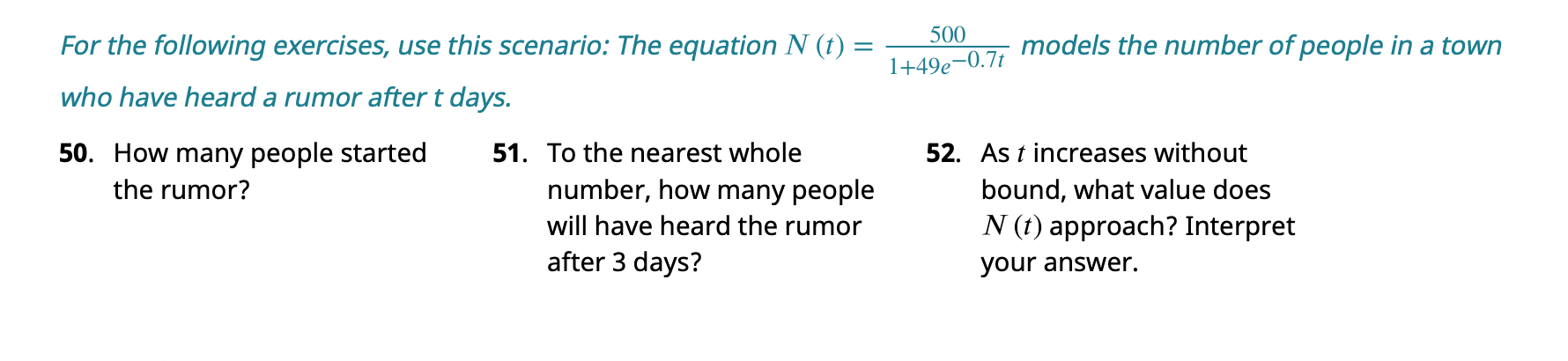 Solved For the following exercises, use this scenario: The | Chegg.com