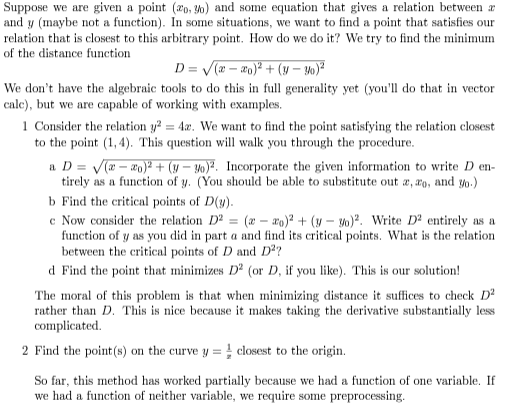 Solved Suppose we are given a point (x0,y0) and some | Chegg.com