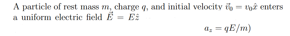 Solved A particle of rest mass m, charge q, and initial | Chegg.com