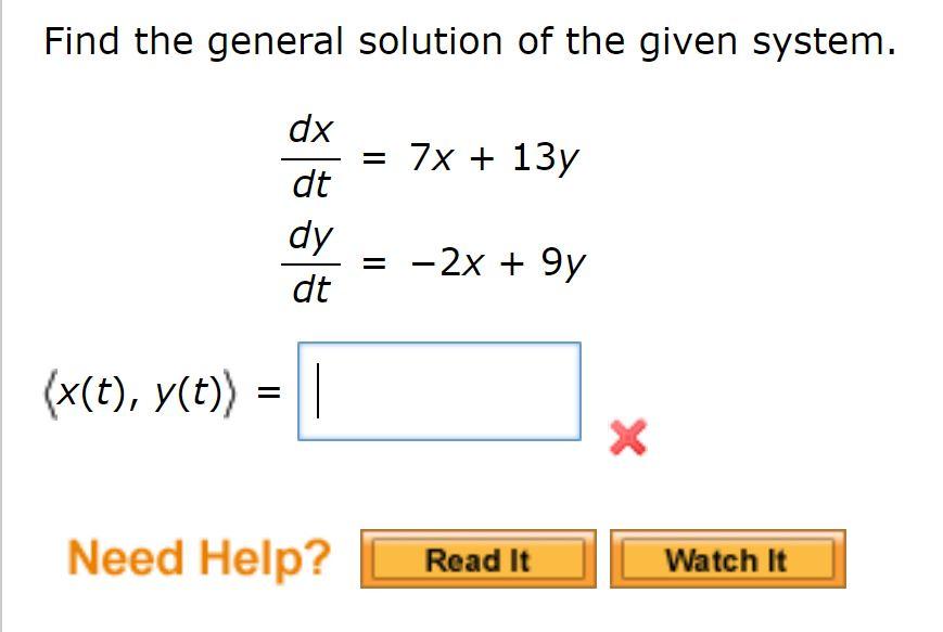 Solved Find the general solution of the given system. | Chegg.com