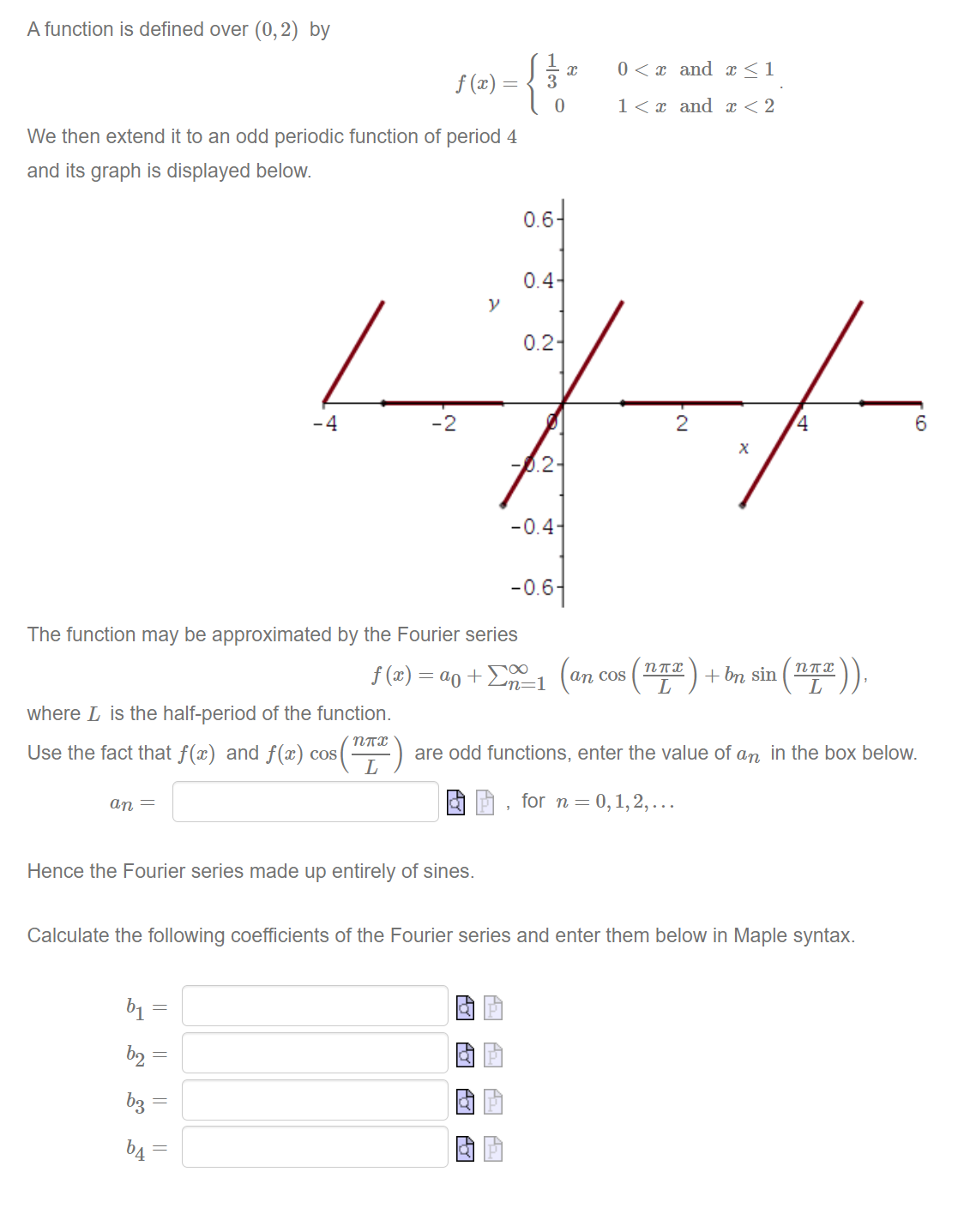 Solved A function is defined over (0,2) by f(x)={31x00 | Chegg.com