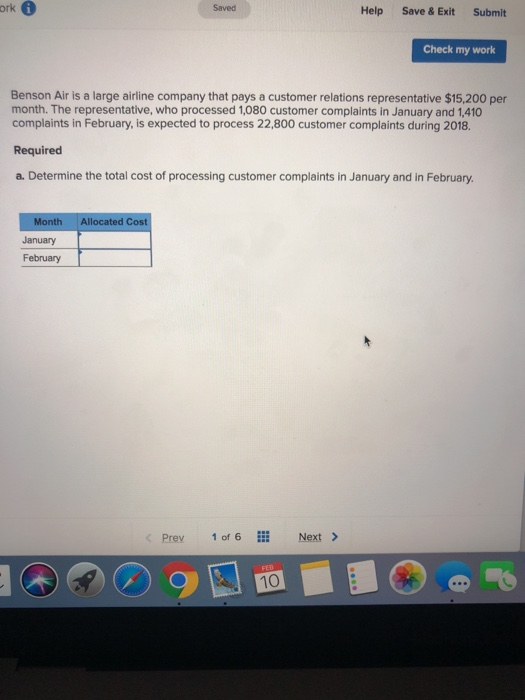 Solved ork Saved Help Save & Exit Submit Check my work | Chegg.com