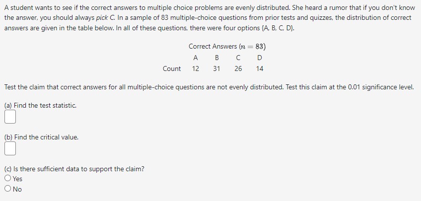 Solved A student wants to see if the correct answers to | Chegg.com