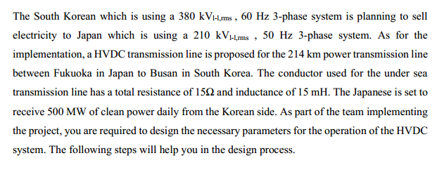 The South Korean which is using a 380 kV1-1,ms , 60 | Chegg.com