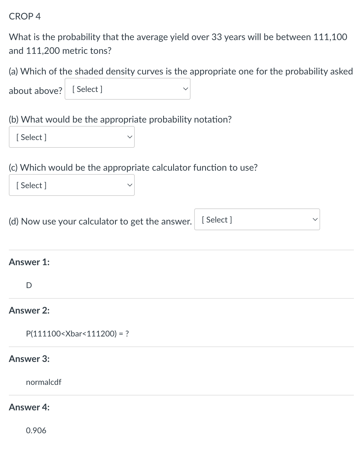 Solved Use the information below to answer the CROP | Chegg.com