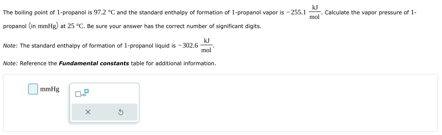Solved The boiling point of 1 -propanol is 97.2∘C and the | Chegg.com