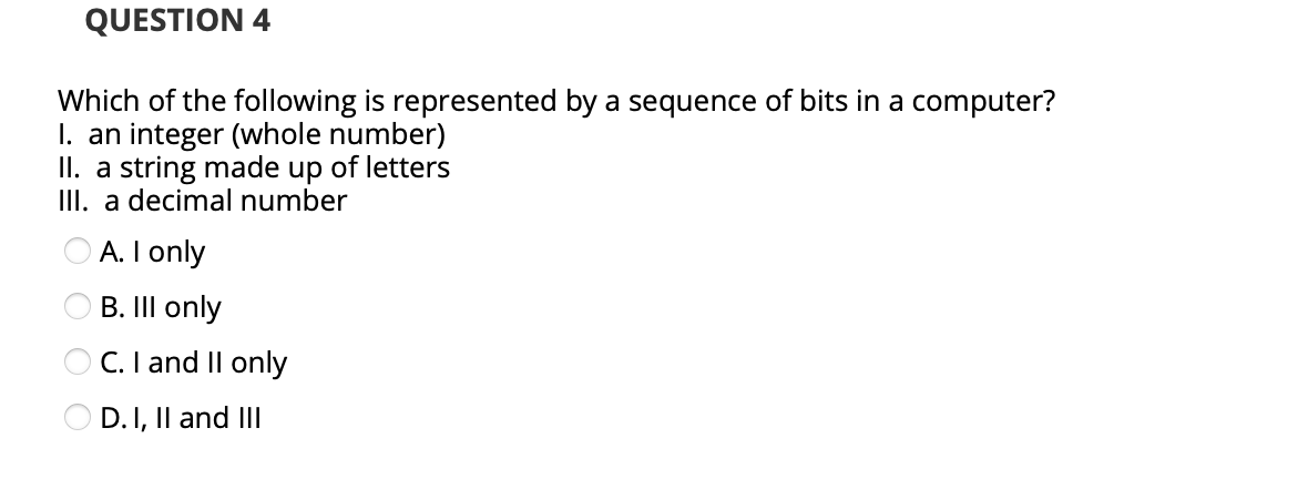 Solved QUESTION 4 Which of the following is represented by a | Chegg.com