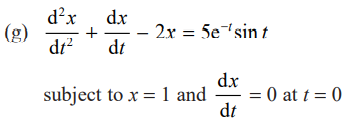 Solved d’x dx + dt dt 2x = 5e sint subject to x = 1 and dx = | Chegg.com
