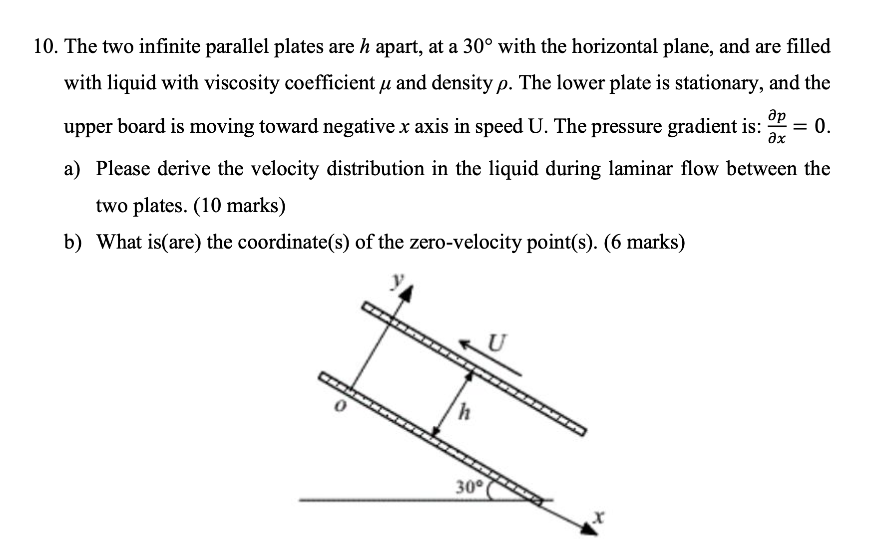 Solved 10. The two infinite parallel plates are h apart, at | Chegg.com