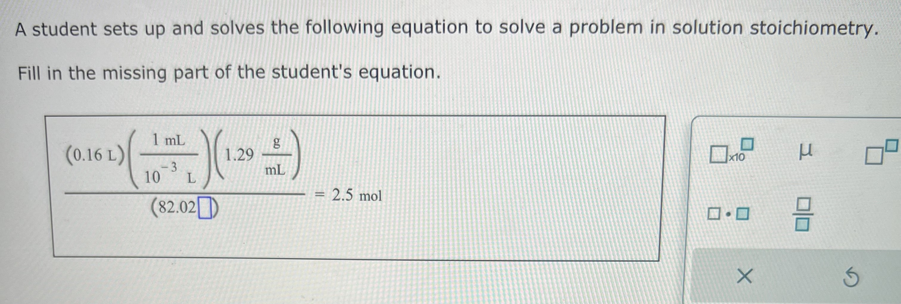 Solved A student sets up and solves the following equation | Chegg.com