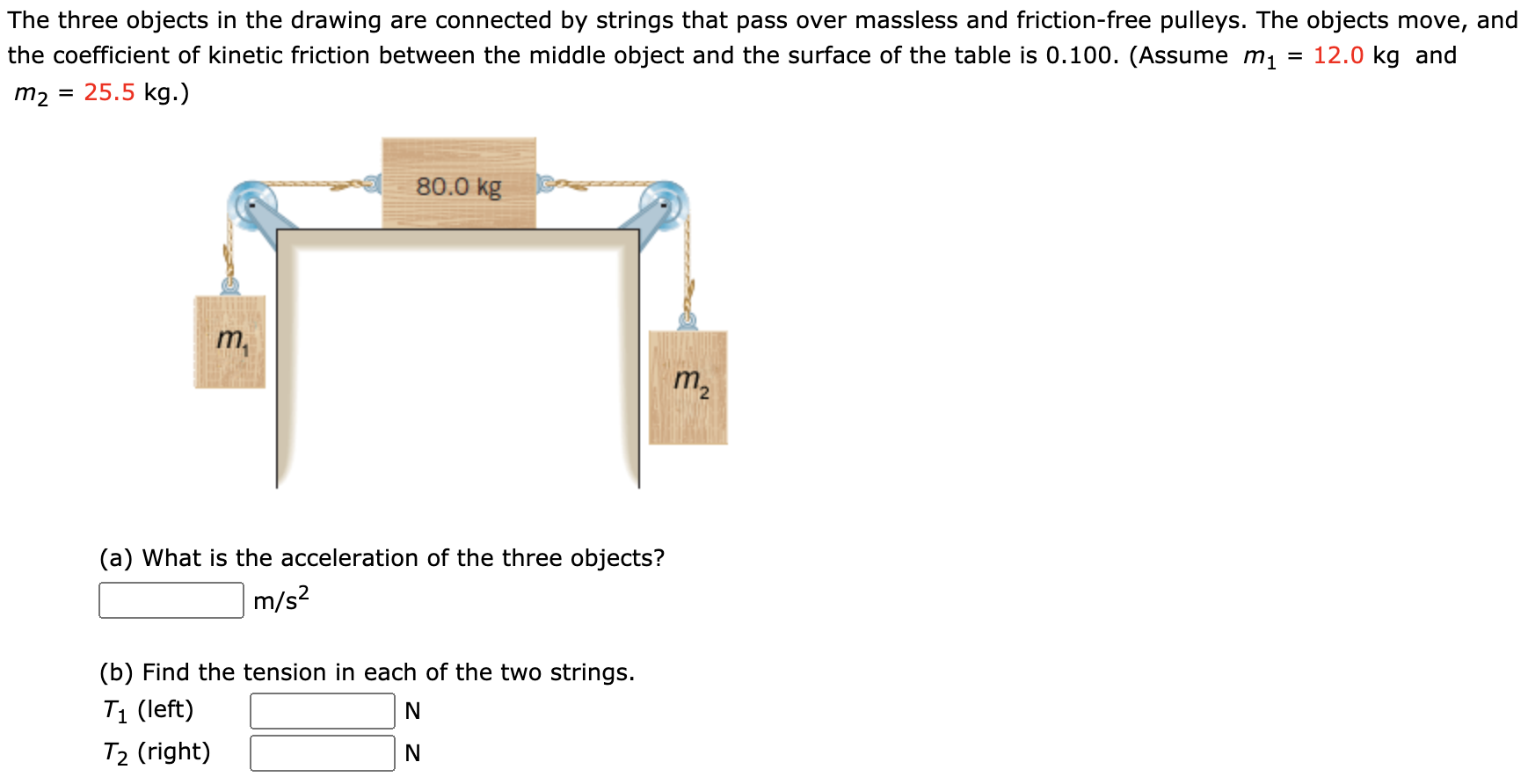 Solved The three objects in the drawing are connected by | Chegg.com