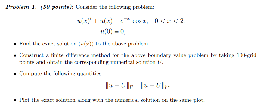 Solved Problem 1. (50 points): Consider the following | Chegg.com