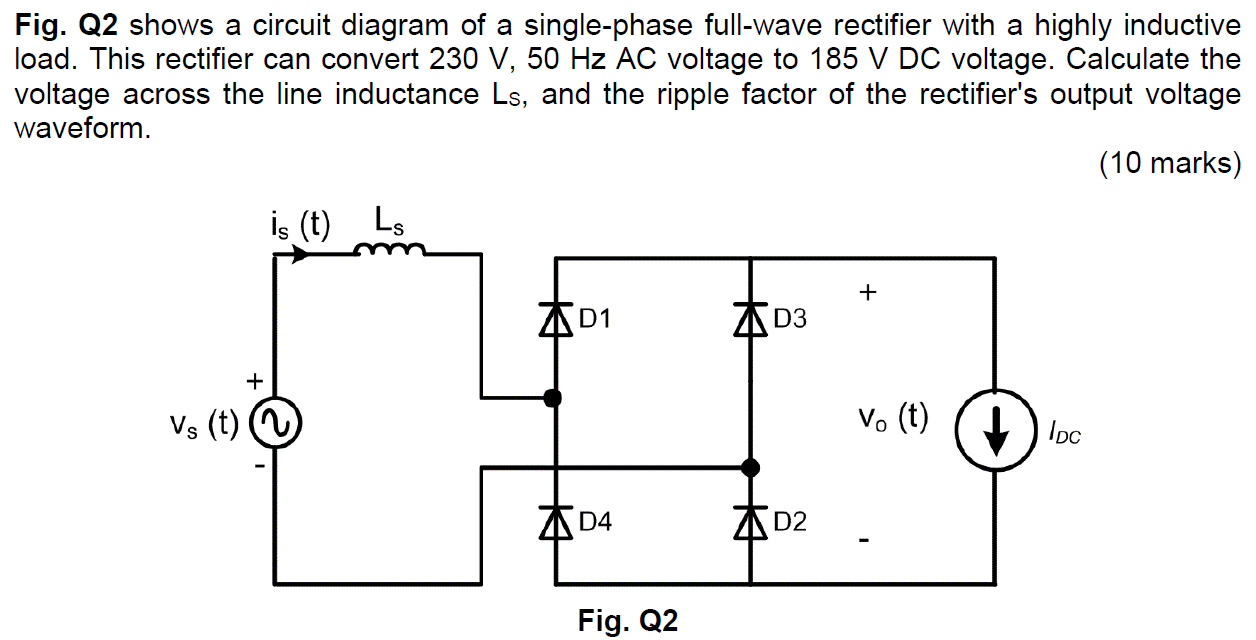 Solved Fig. Q2 shows a circuit diagram of a single-phase | Chegg.com